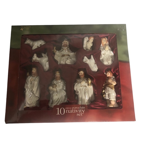 Holiday Time | Holiday | Holiday Time Pc Porcelain Nativity Set New ...